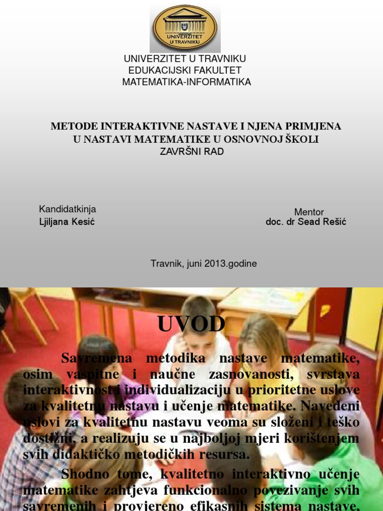 Metode Interaktivne Nastave I Njena Primjena U Nastavi | PDF