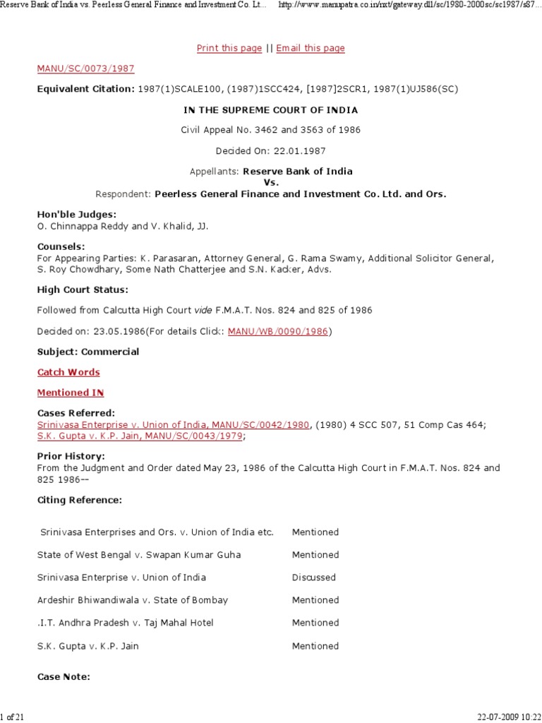 RBI V Peerless PDF | PDF | Insurance | Subscription Business Model