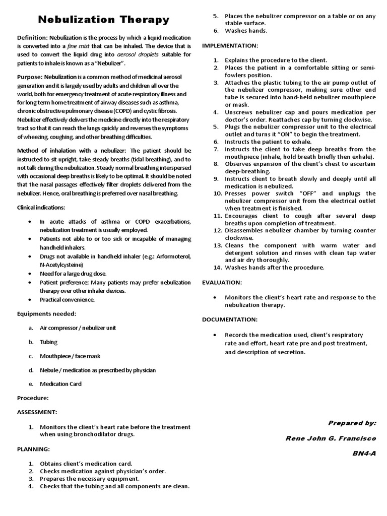 Nebulization Therapy | Download Free PDF | Respiration | Medical Treatments