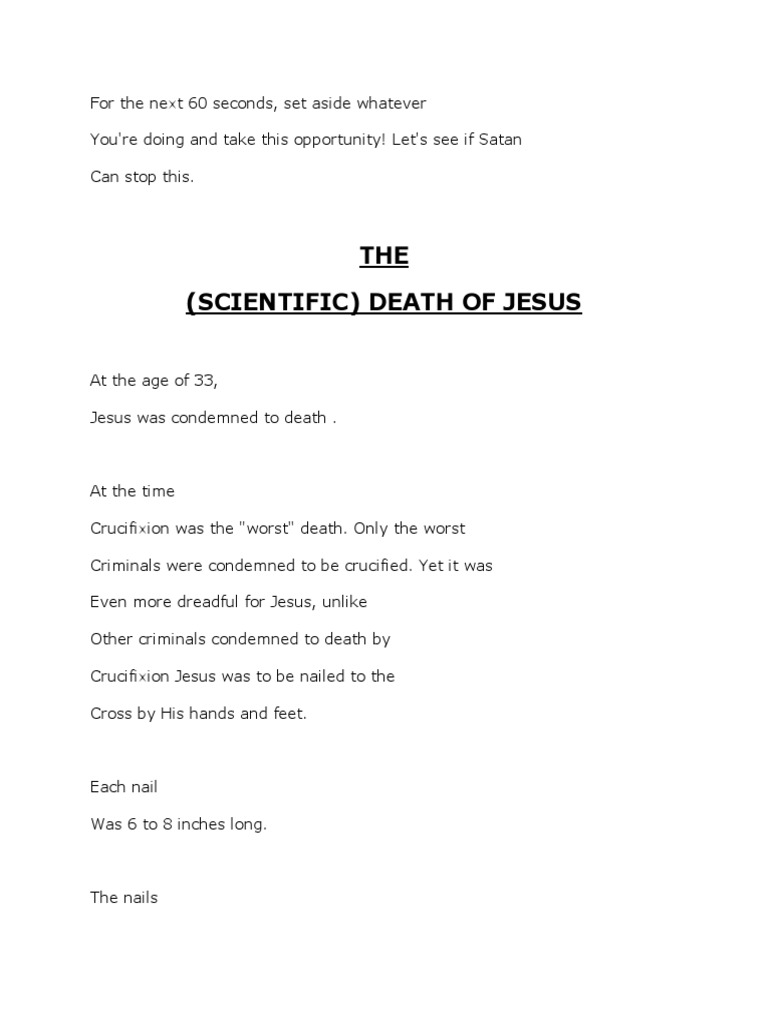 Scientific Death of Jesus | PDF | Crucifixion | Religious Belief And ...