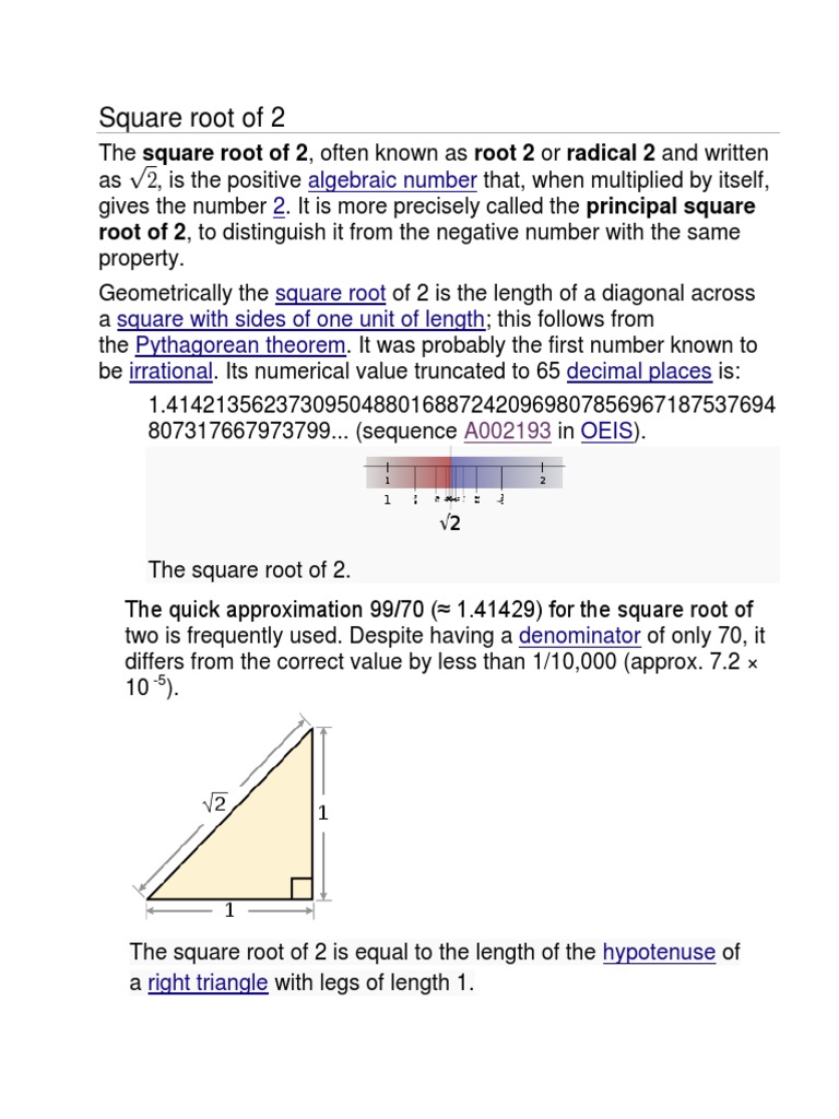 Square Root of 2 | PDF | Trigonometric Functions | Numbers