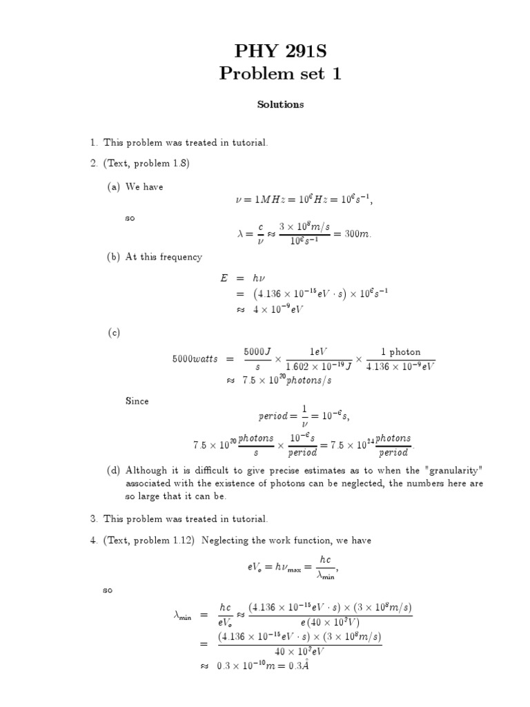 Soln1 PDF | PDF | Electronvolt | Approximation