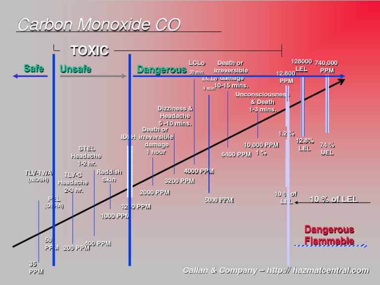 Carbon Monoxide Exposure Limits Chart | PDF