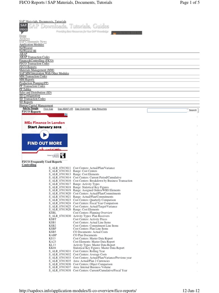 Fico Report Tcodes PDF | Download Free PDF | Debits And Credits | Cheque
