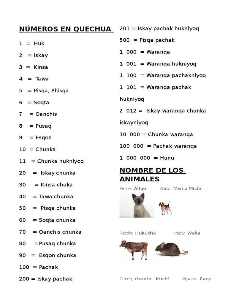 Números en Quechua