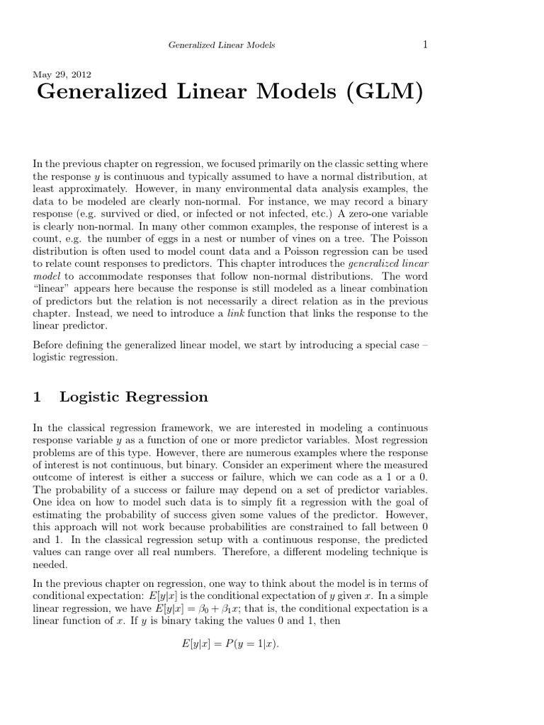 ES714glm Generalized Linear Models | PDF | Logistic Regression | Regression Analysis