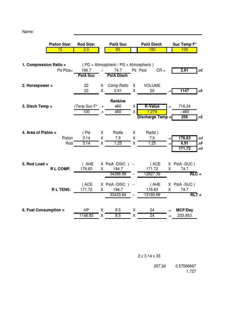 Calculation Tool Engine-Compressor | PDF | Internal Combustion Engine | Nut (Hardware)