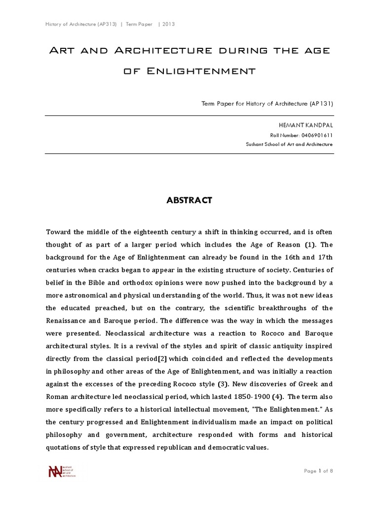 Age of Enlightenment Term Paper PDF | PDF | Age Of Enlightenment ...