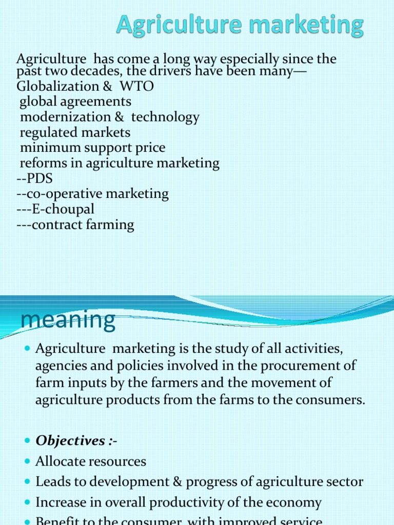 Agriculture Marketing | PDF | Cooperative | Agriculture