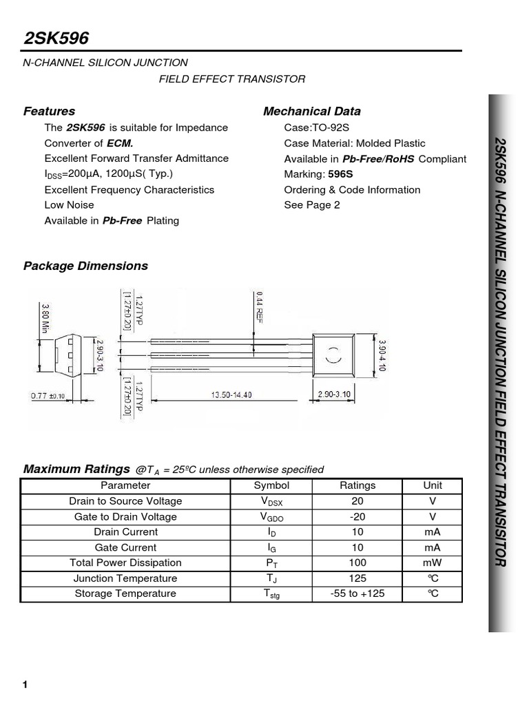 2SK596 | PDF | Field Effect Transistor | Transistor