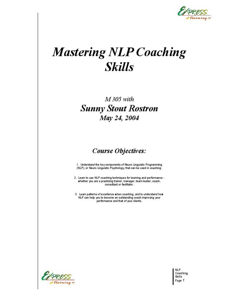 Nlp Mastering Nlp Coaching Skills Pdf Download Free Pdf Neuro