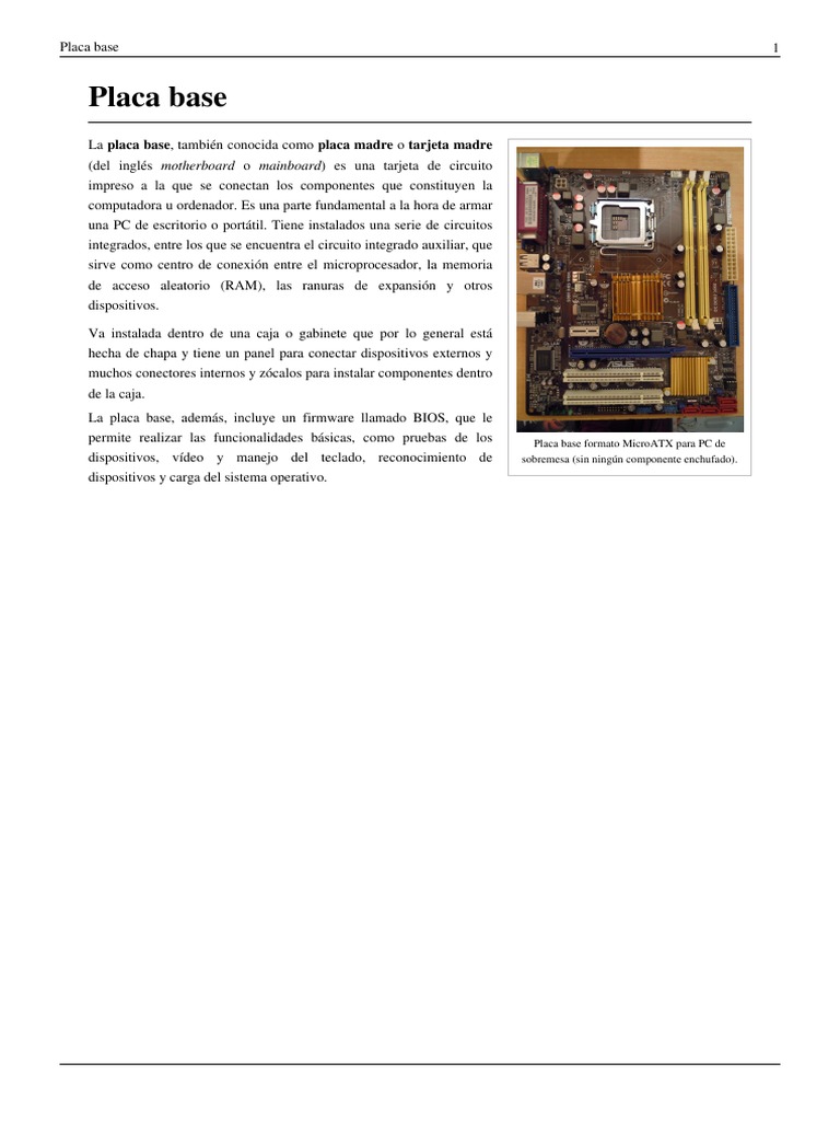 Placa Base PDF | PDF | Bienes manufacturados | Áreas de informática