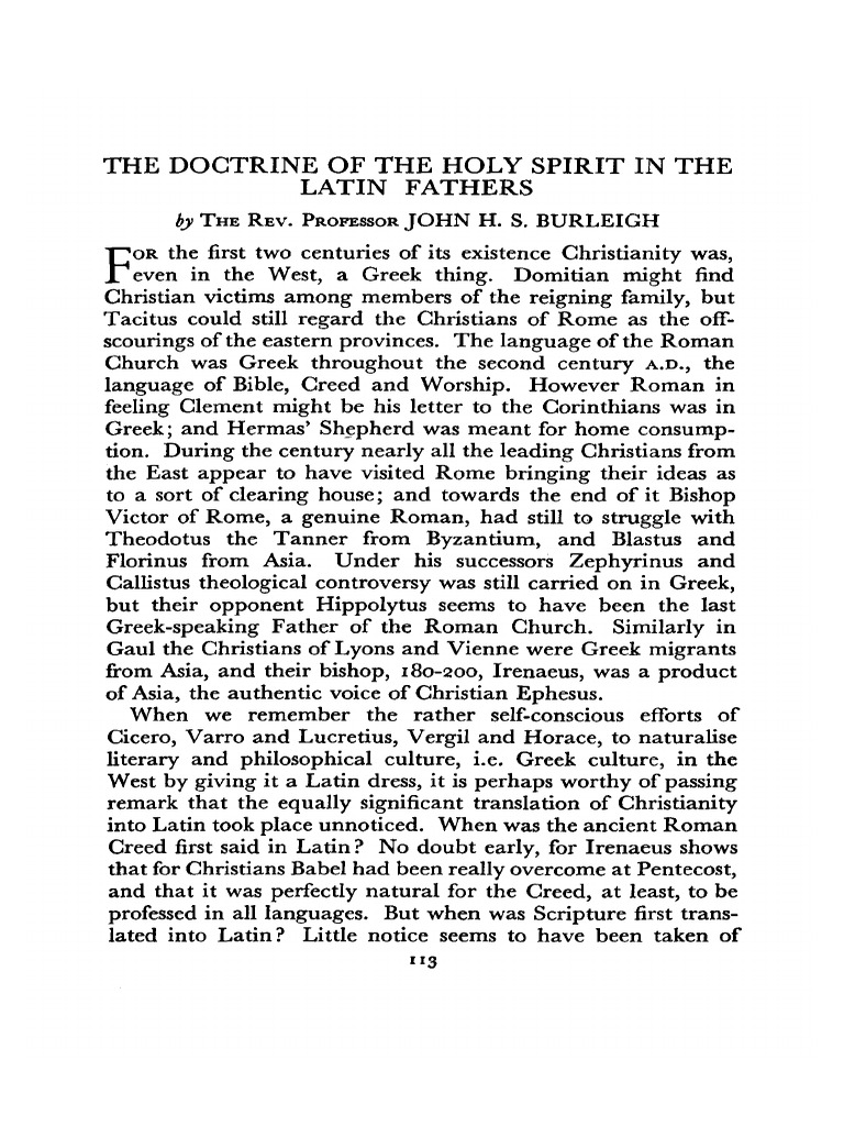 Holy Spirit Doctrine in Latin Fathers | PDF | God The Father | Baptism