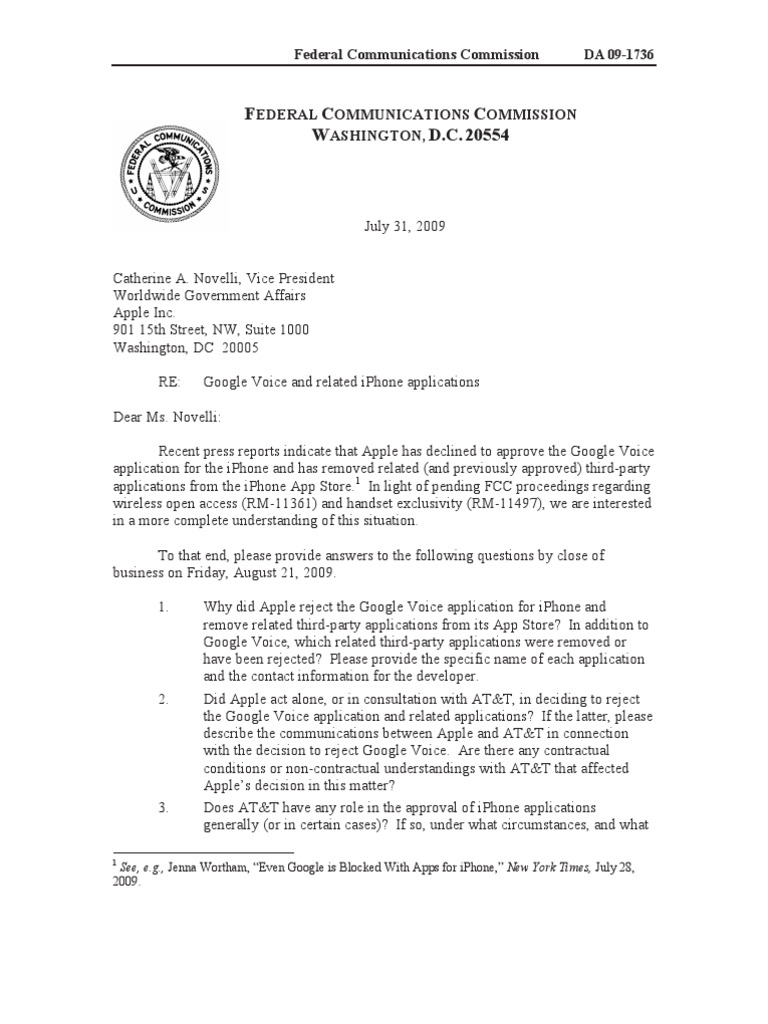 FCC Letter To Apple | PDF