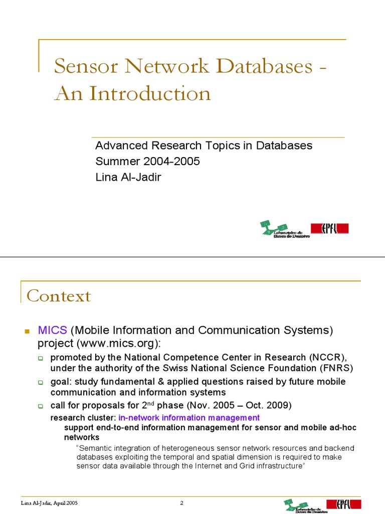 Sensor Network Databases - An Introduction: Context | PDF | Wireless Sensor Network | Computer ...