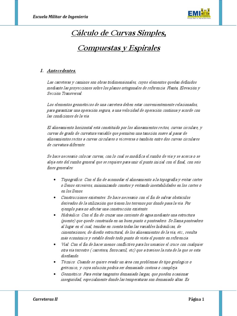 Curvas Simples, Compuestas y Espirales | Descargar gratis PDF | Curva ...