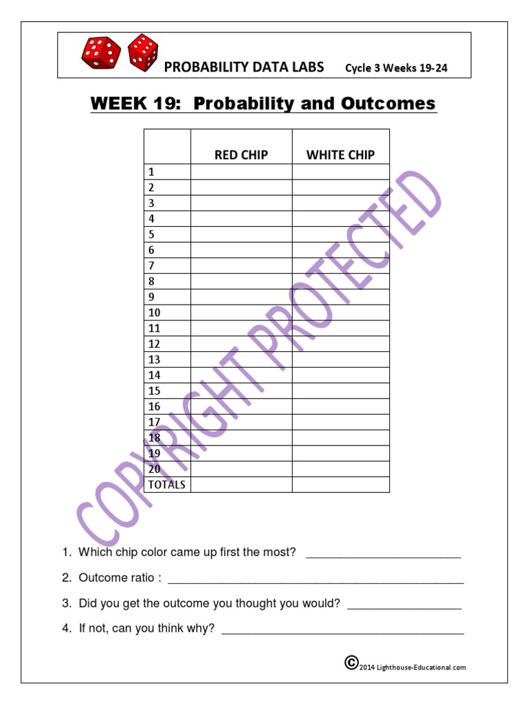 Cycle 3 Probability Sheets - Copyright PDF | PDF | Pizza | Probability