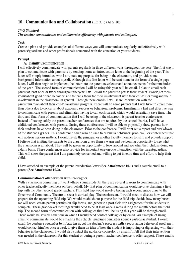Tws 10 Communication Plan | PDF | English As A Second Or Foreign ...