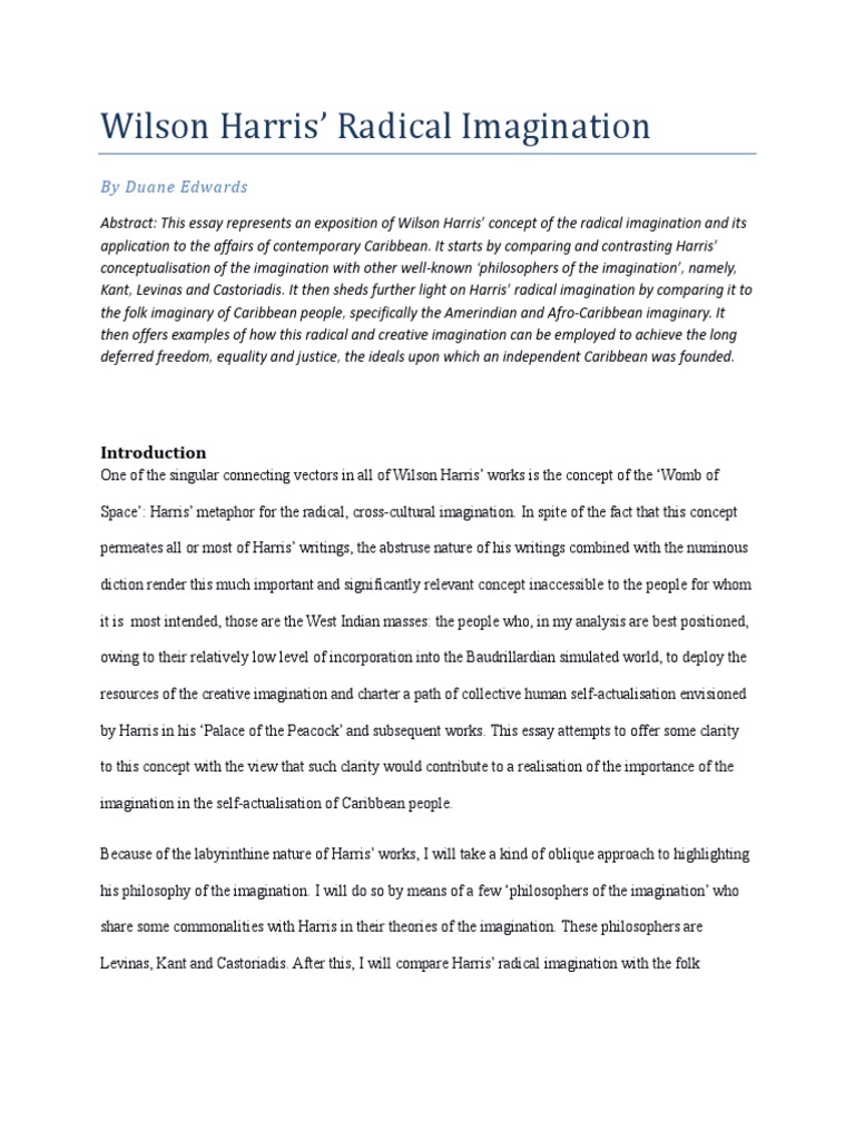 Wilson Harris' Radical Imagination | PDF | Immanuel Kant | Reality