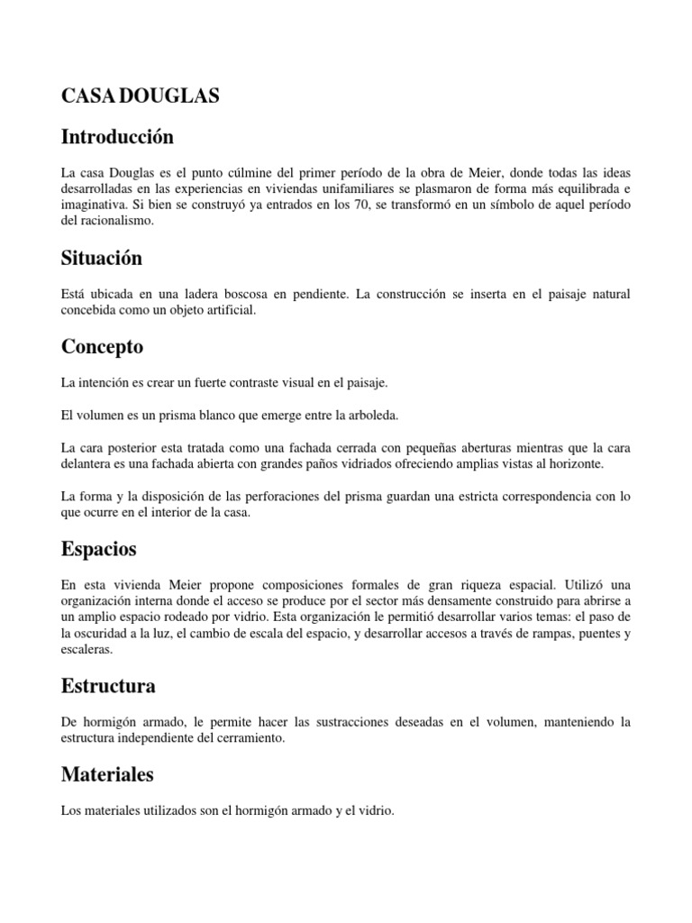 Casa Douglas: Icono del Racionalismo | PDF
