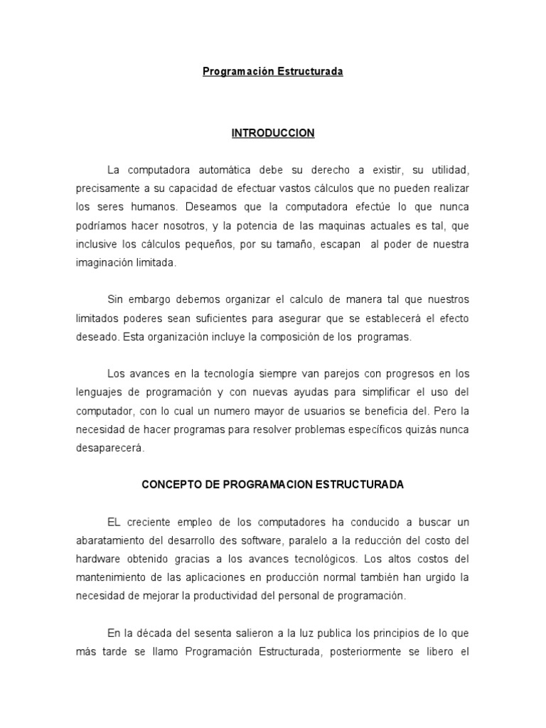 Programación Estructurada | PDF | Programa de computadora | Programación