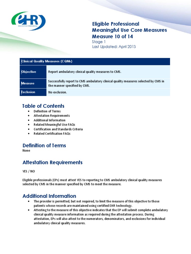 Meaningful Use Core Measure 10 Guide | PDF | Electronic Health Record ...