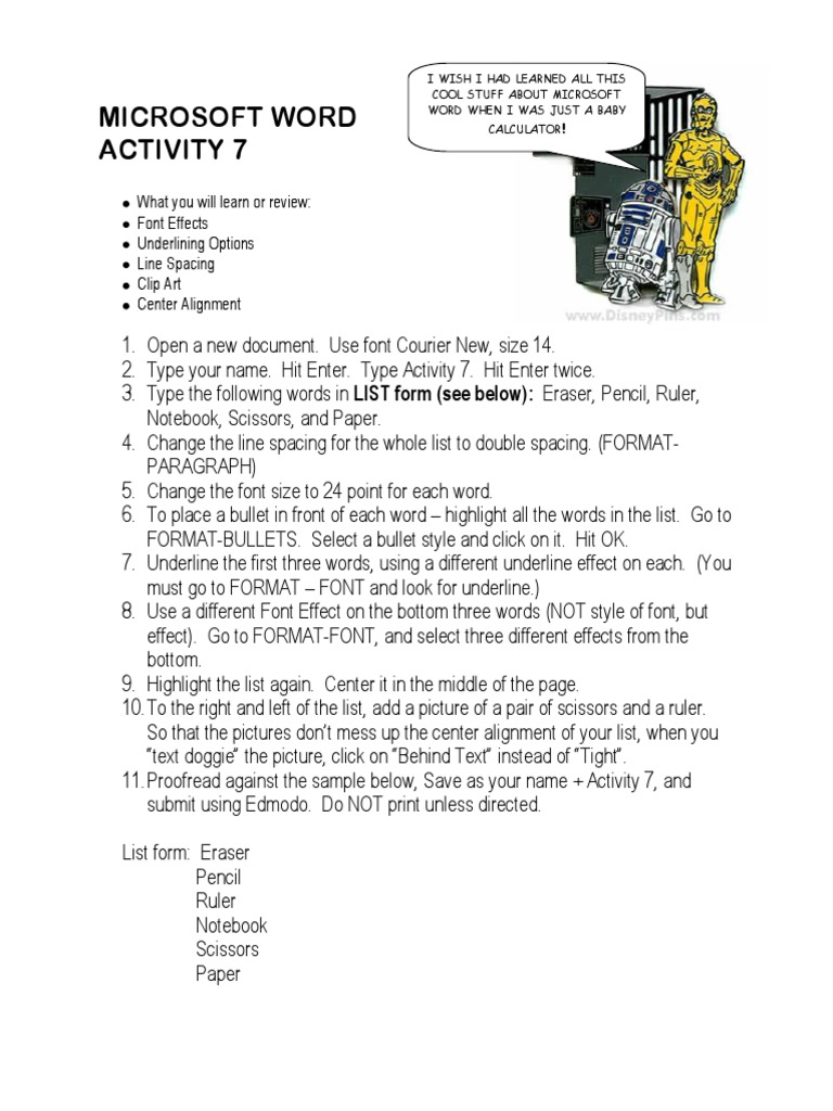 MS Word Activity 7: Formatting Skills | PDF