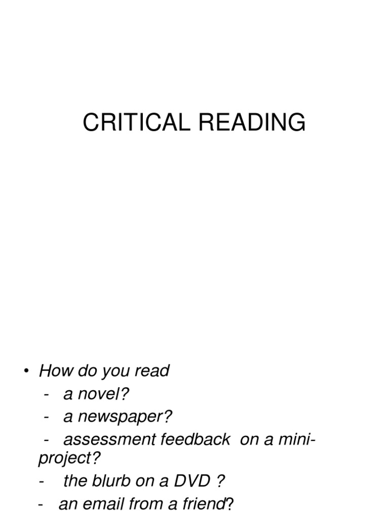 Critical_Reading.ppt | Speed Reading | Reading (Process)