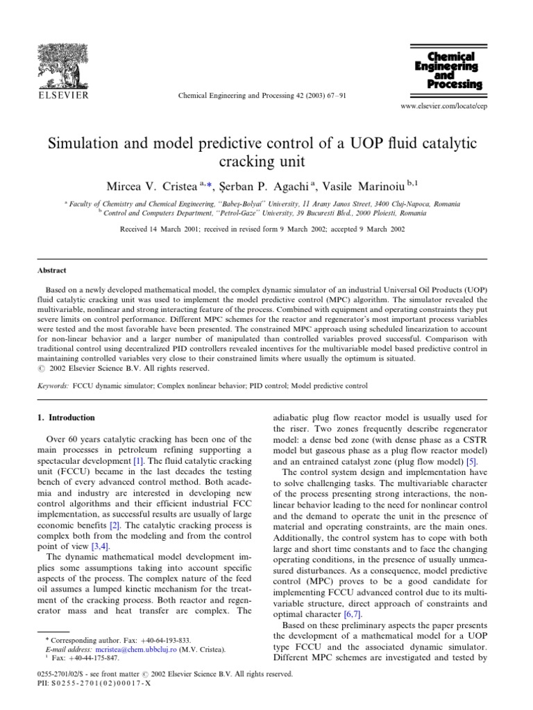 (Petroleum) - UOP Fluid Catalytic Cracking Unit | PDF | Control Theory ...