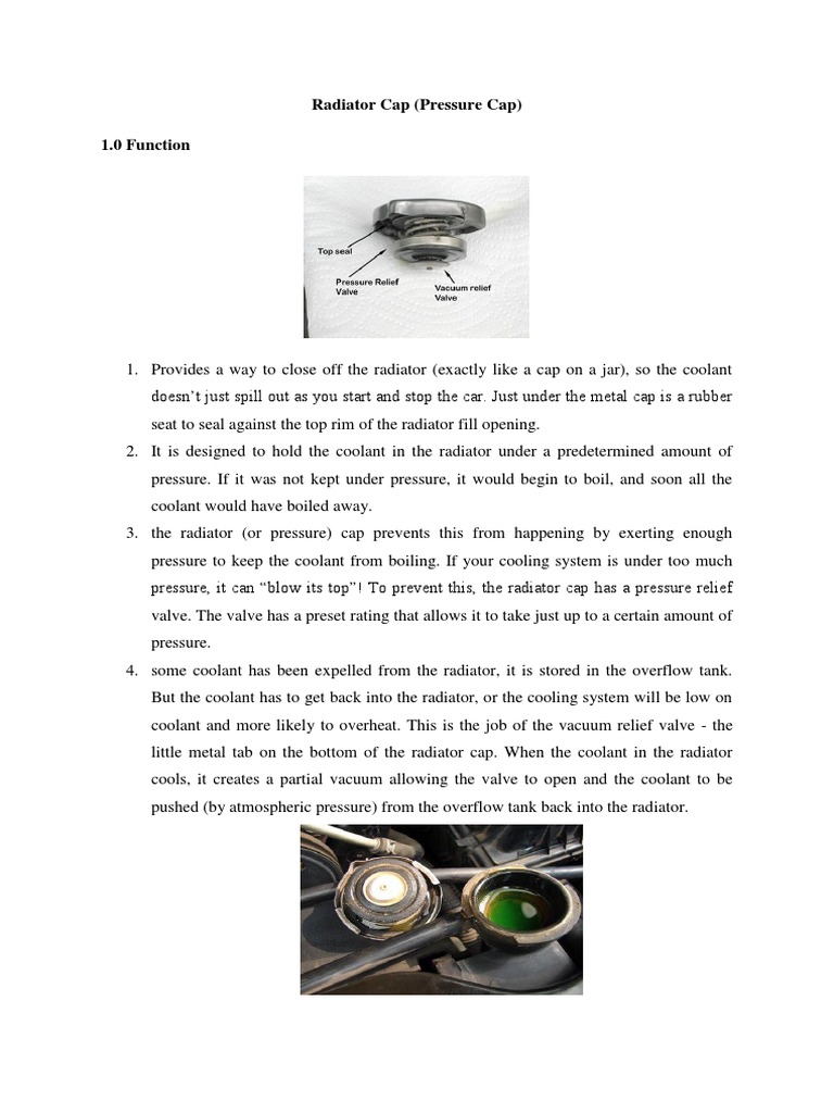 Radiator Cap | PDF | Radiator | Vacuum