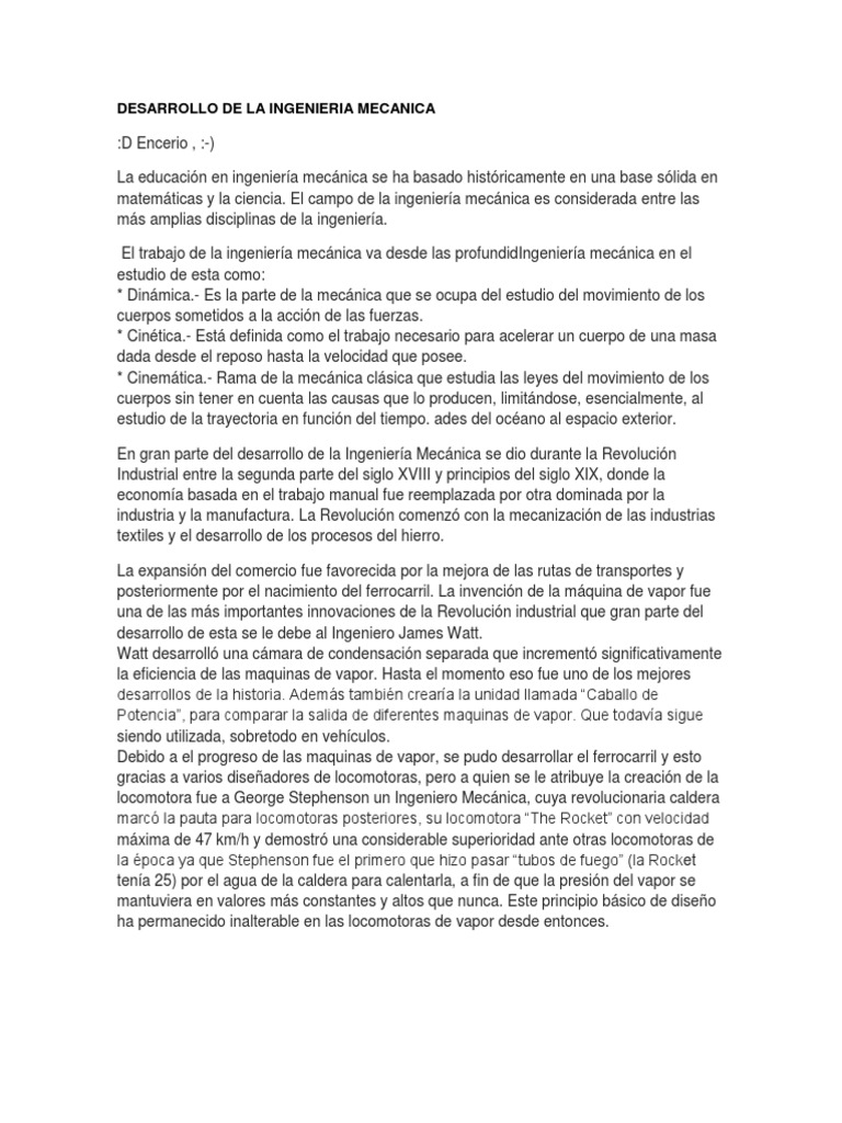 Desarrollo De La Ingenieria Mecanica Pdf Máquina De Vapor
