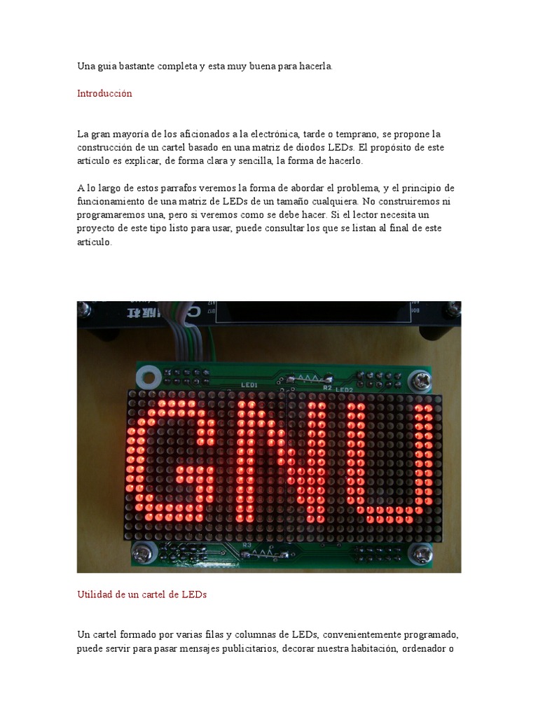 Pantalla Matriz Led | PDF | Diodo emisor de luz | Microcontrolador
