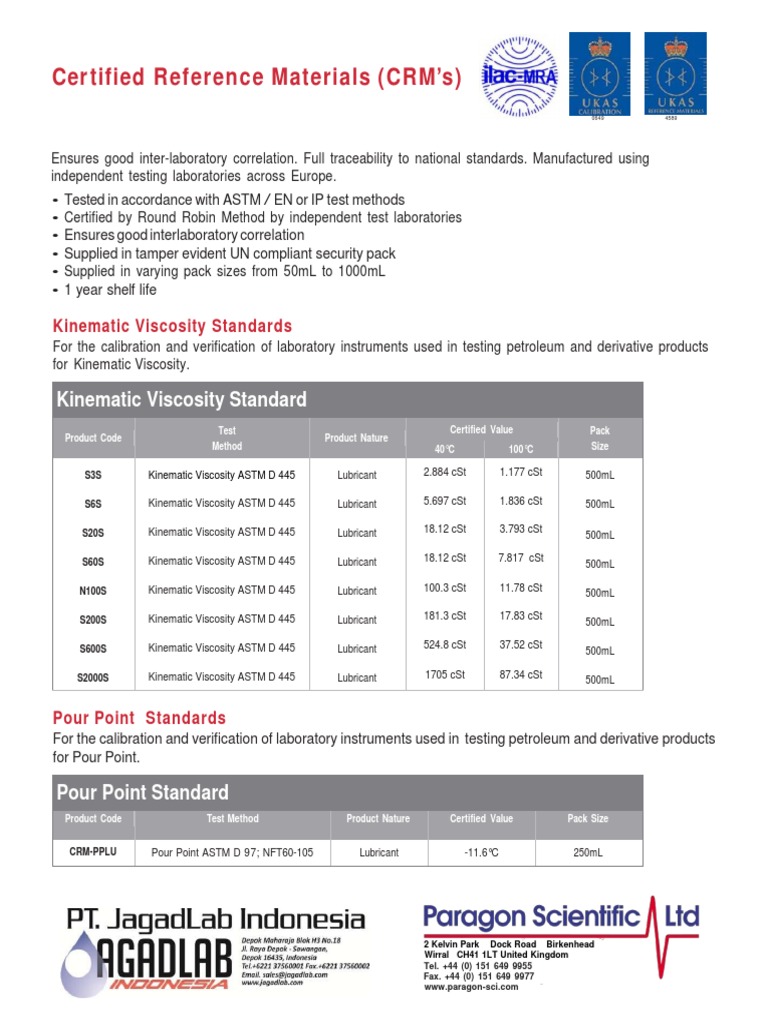 Paragon Scientific Lubricant Certified Reference Materials PDF | PDF ...