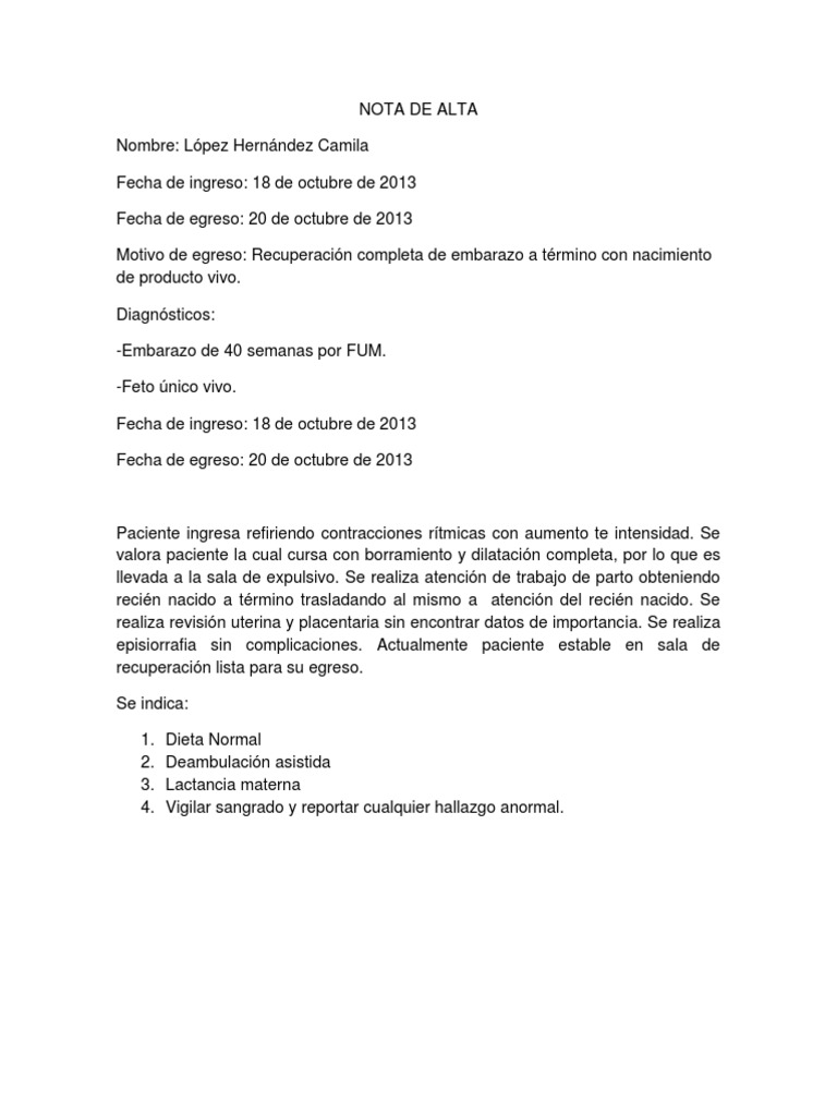 Nota de Alta | PDF