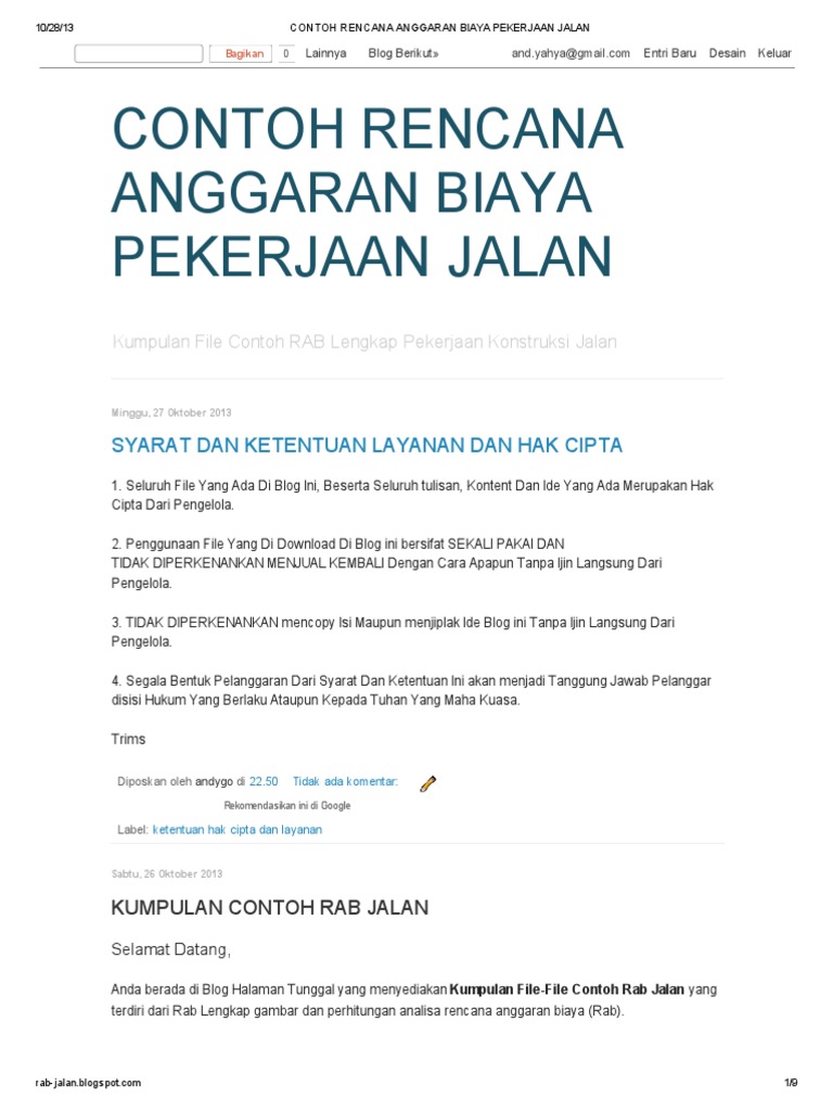 Contoh RAB Pekerjaan Jalan Lengkap | PDF