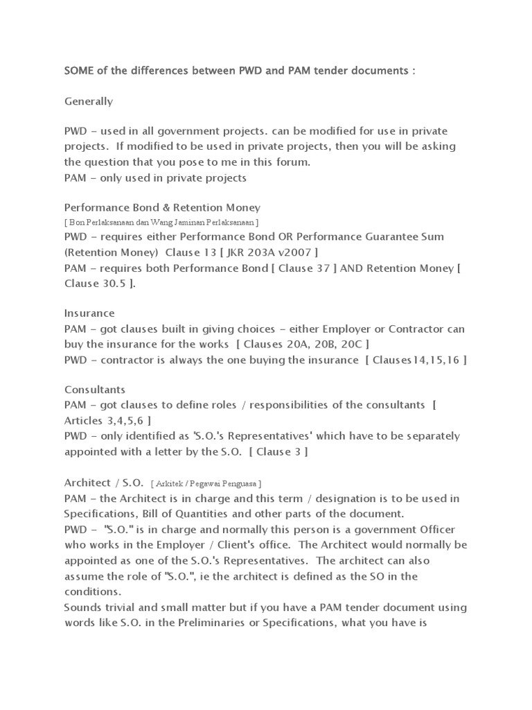 Differences Between PWD and PAM Contracts | PDF | Architect | Social ...