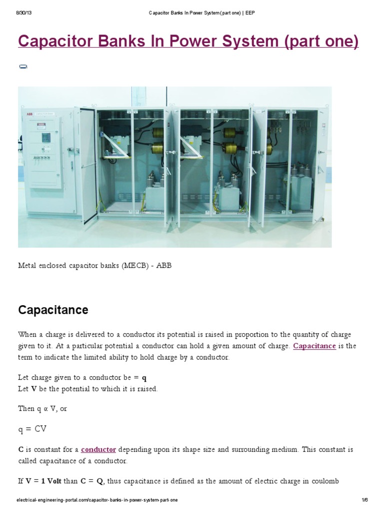 Capacitor Banks in Power System PDF | PDF | Capacitor | Dielectric