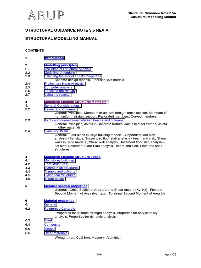 StructuralModellingManual Arup PDF | PDF | Beam (Structure) | Stiffness