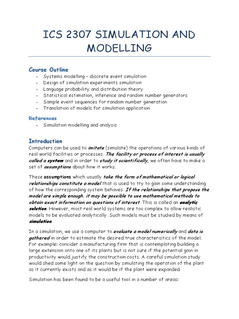 ICS2307 Simulation and Modelling Notes | PDF | Probability Distribution ... ICS2307 Simulation and Modelling Notes | PDF | Probability Distribution ...