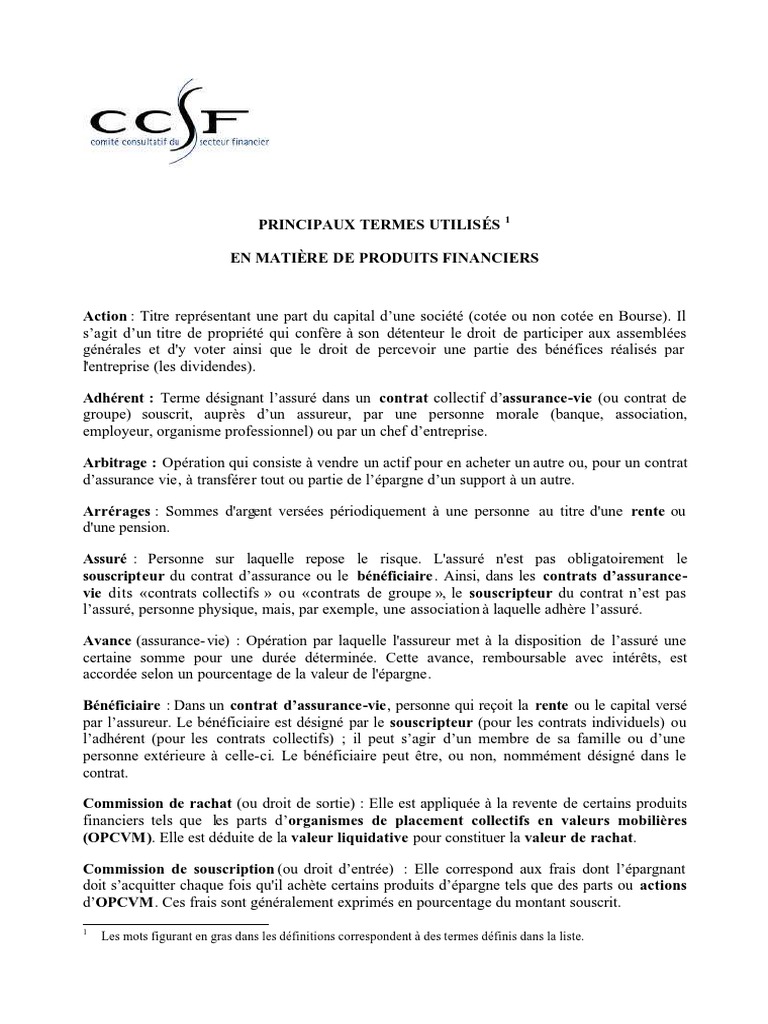 Vocabulaire Financier | Assurance vie | Retraites