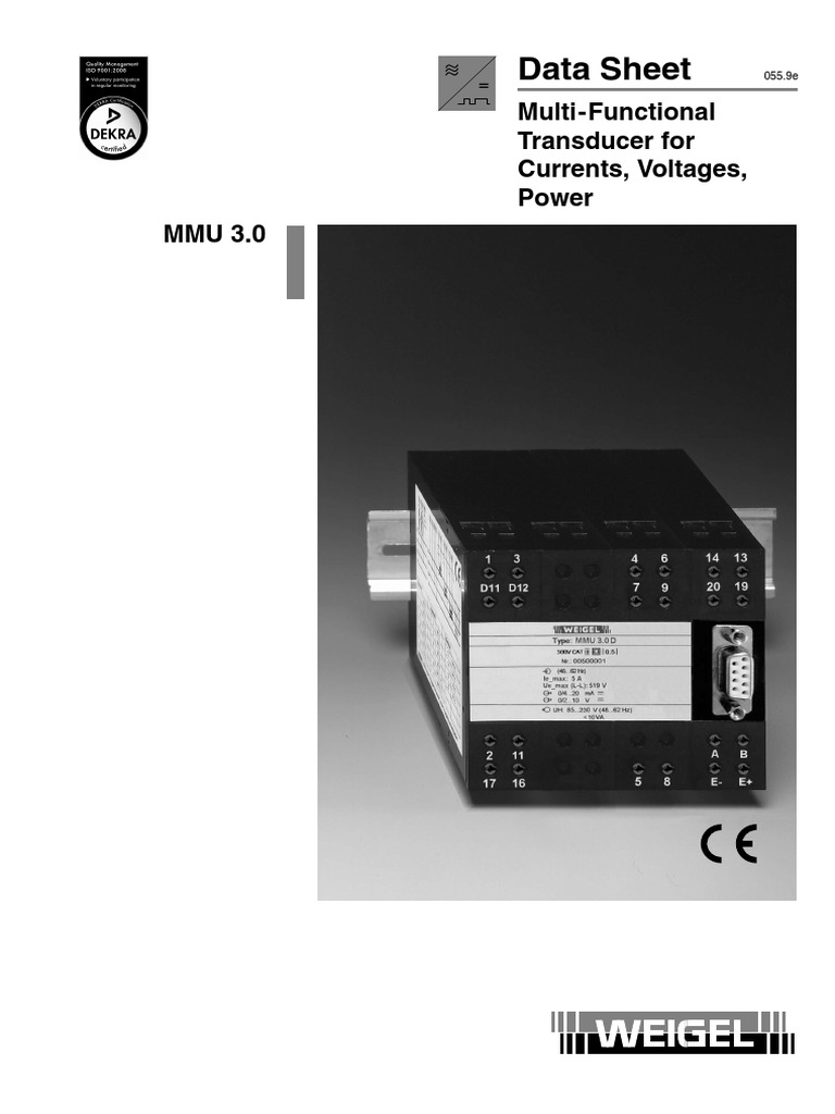 WEIGEL TRANSDUCER MMU3.0 - e PDF | PDF | Power Supply | Electronic Circuits