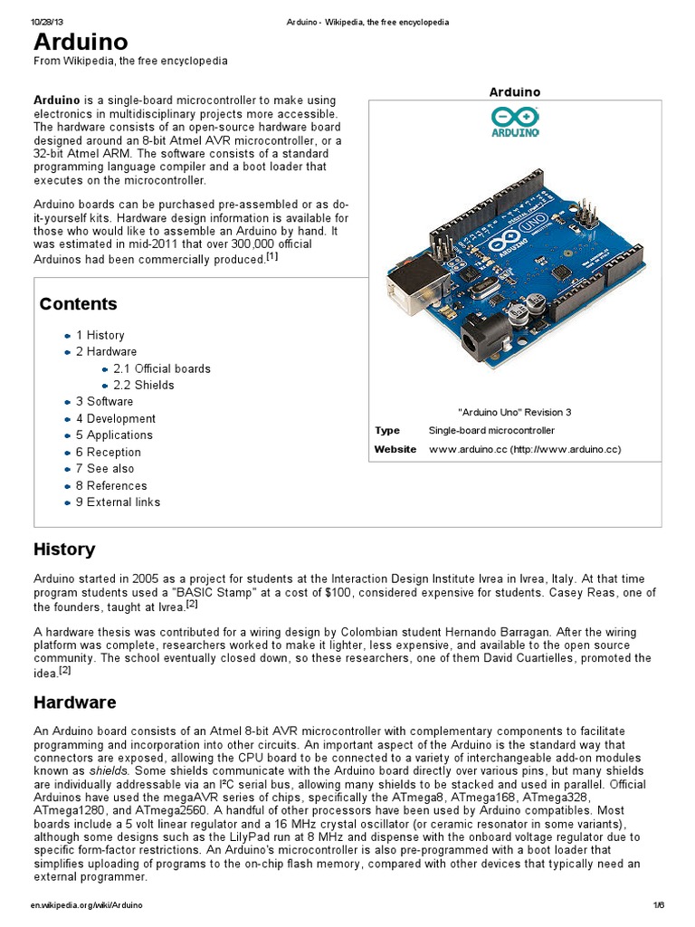 Arduino - Wikipedia, The Free Encyclopedia PDF | PDF | Arduino | Areas Of Computer Science