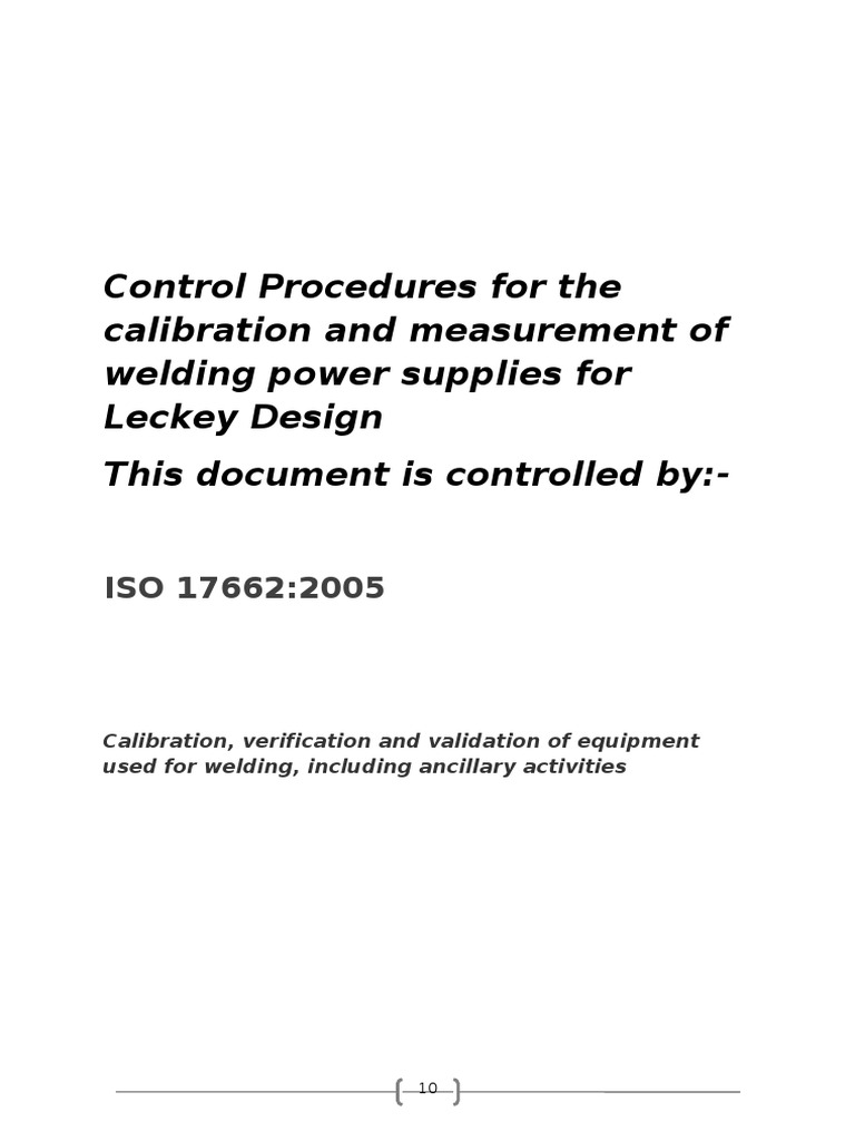 Control Procedures For The Calibration and Measurement of The Welding Power Supplies For PDF ...