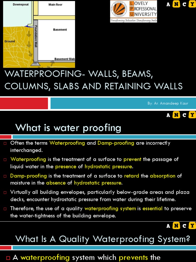 L25 Waterproofing of Walls, Beams, Columns, Slabs, Retaining Walls PDF ...