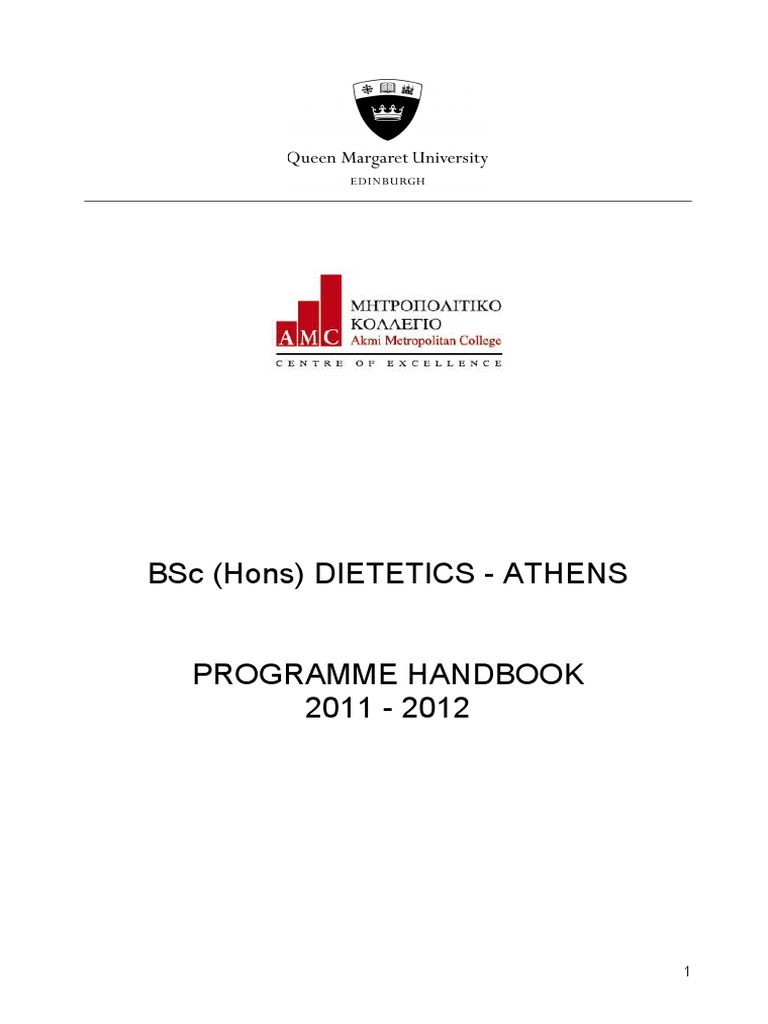 BSc Dietetics Athens Handbook 2011-12 | PDF