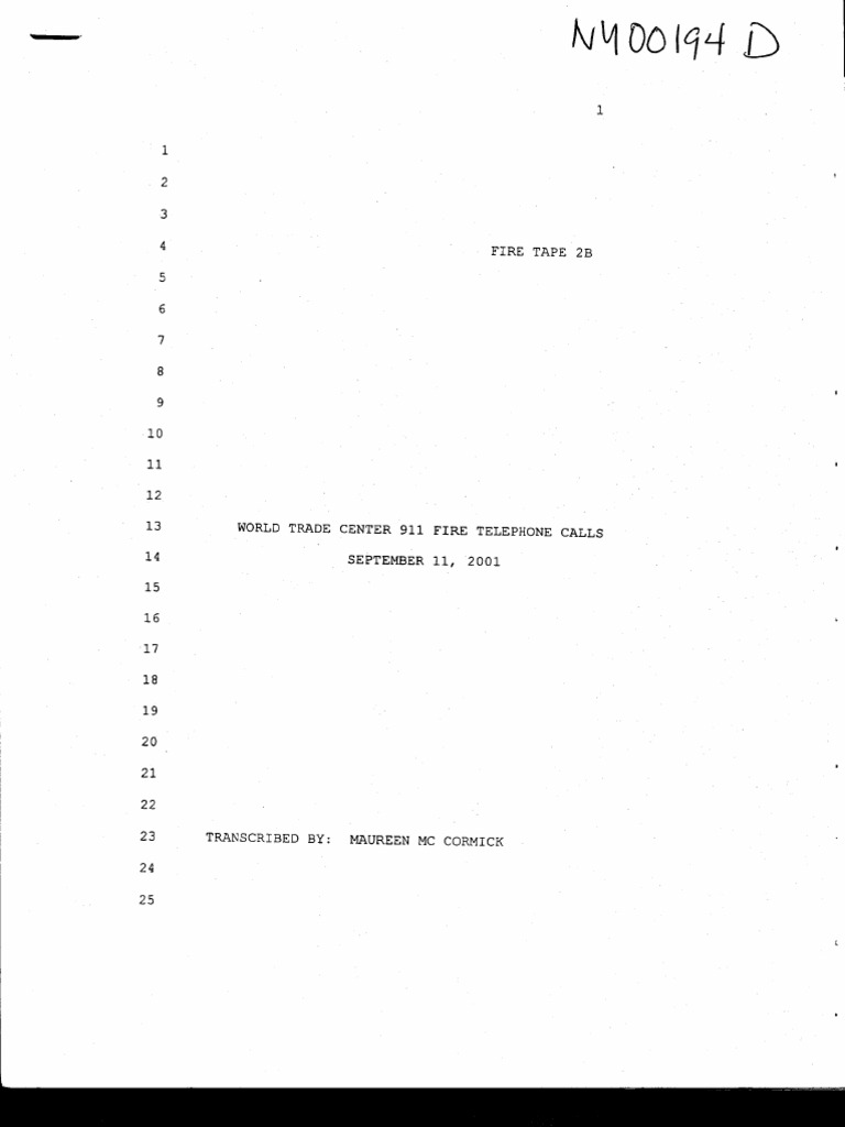 NY B32 Fire Tape 2B FDR - Entire Contents - Transcript - 911 Calls 382 ...