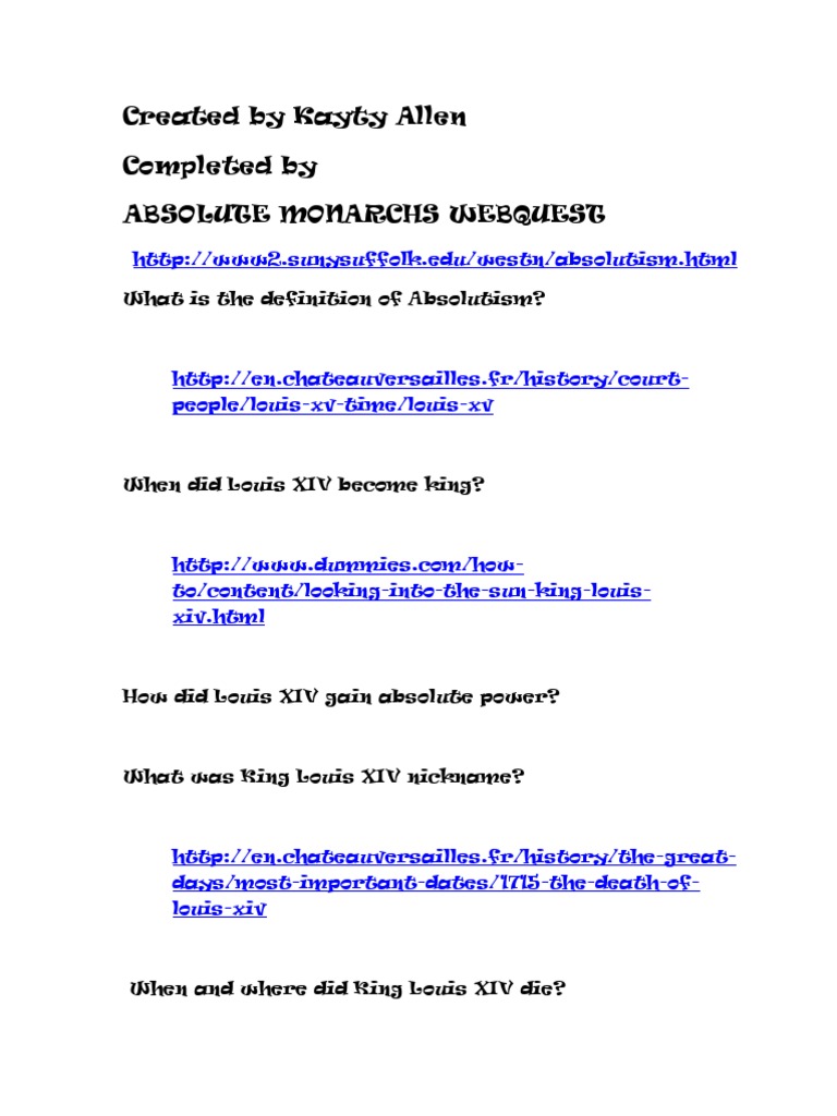 Understanding Absolute Monarchs | PDF