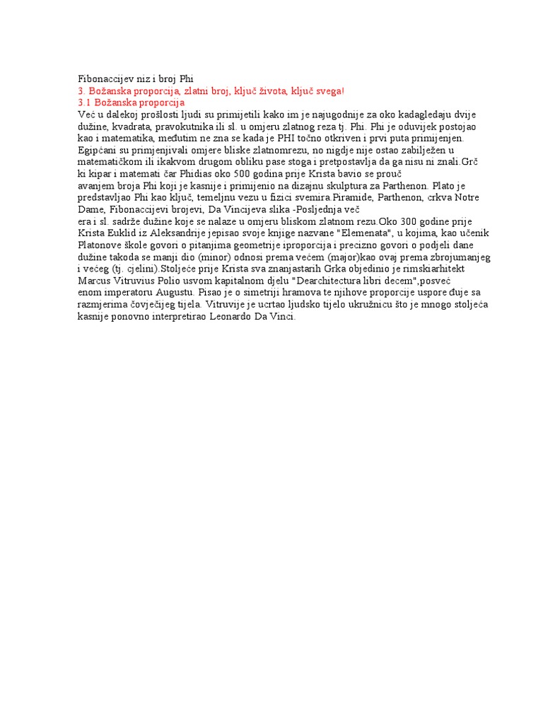 Fibonaccijev Niz I Broj Phi + | PDF