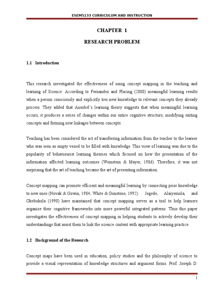 Research Problem: Esem5133 Curriculum and Instruction | PDF | Learning ...