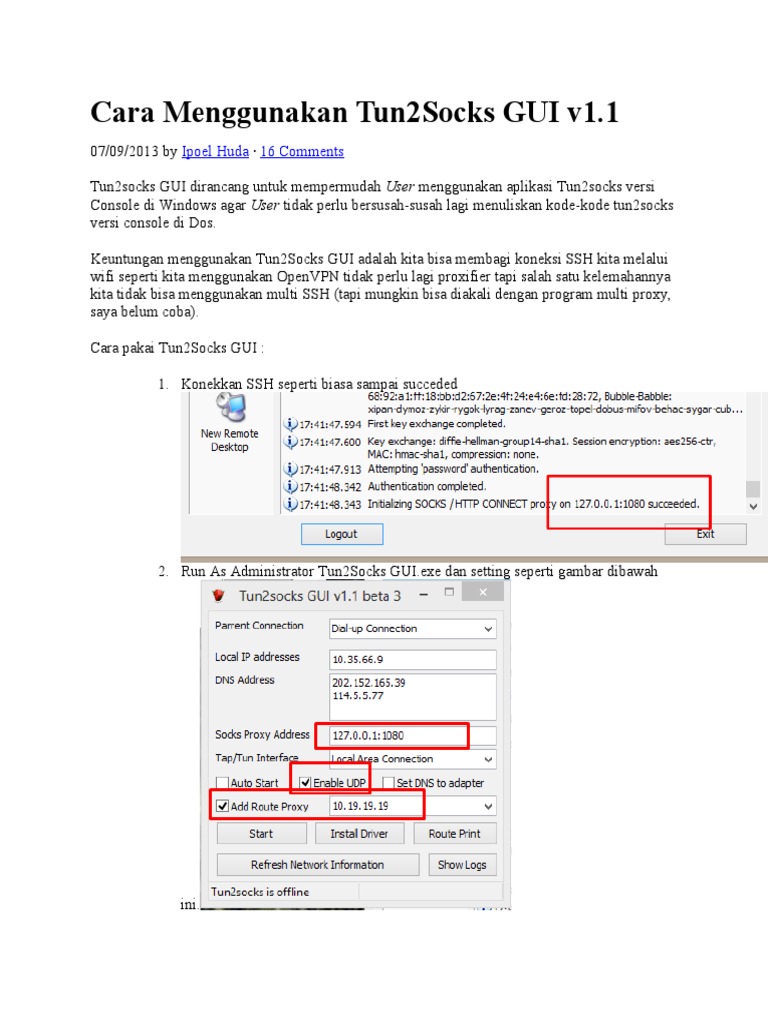 Tutorial Share SSH Via WIFI Dengan Tun2Socks GUI v1 | PDF
